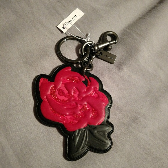 Coach | Accessories | Coach Leather Red Rose Bag Charm | Poshmark